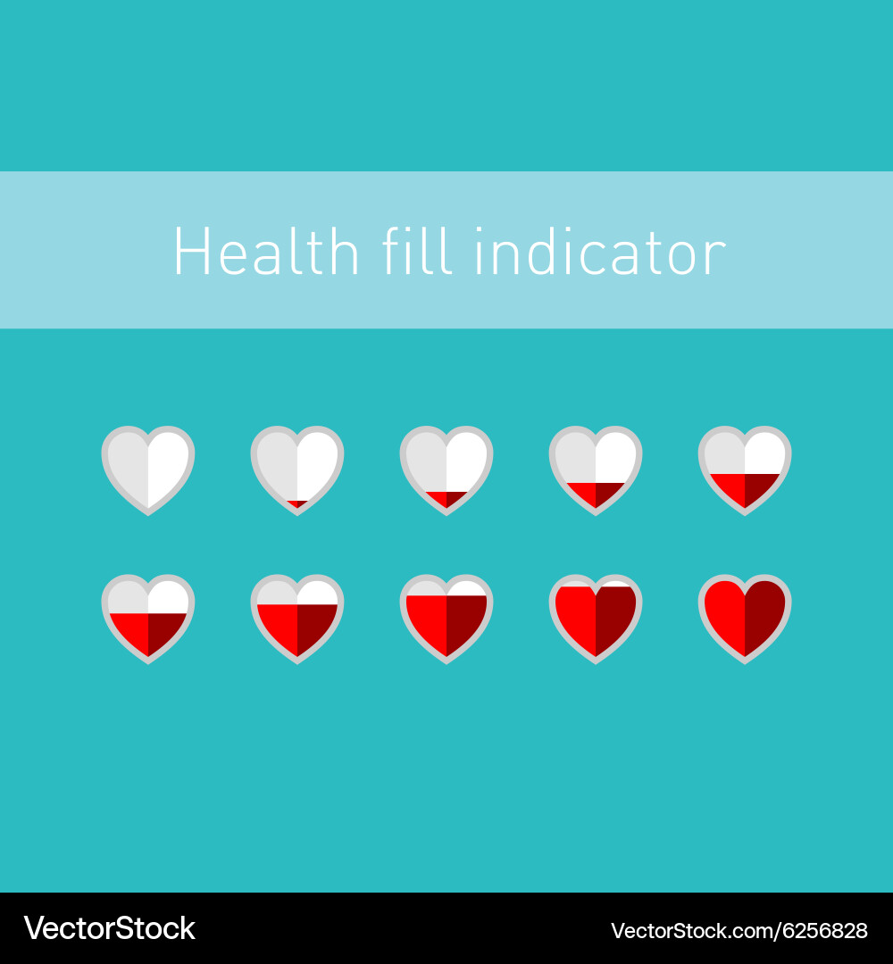 Heart fill indicator scale with 10 animation Vector Image