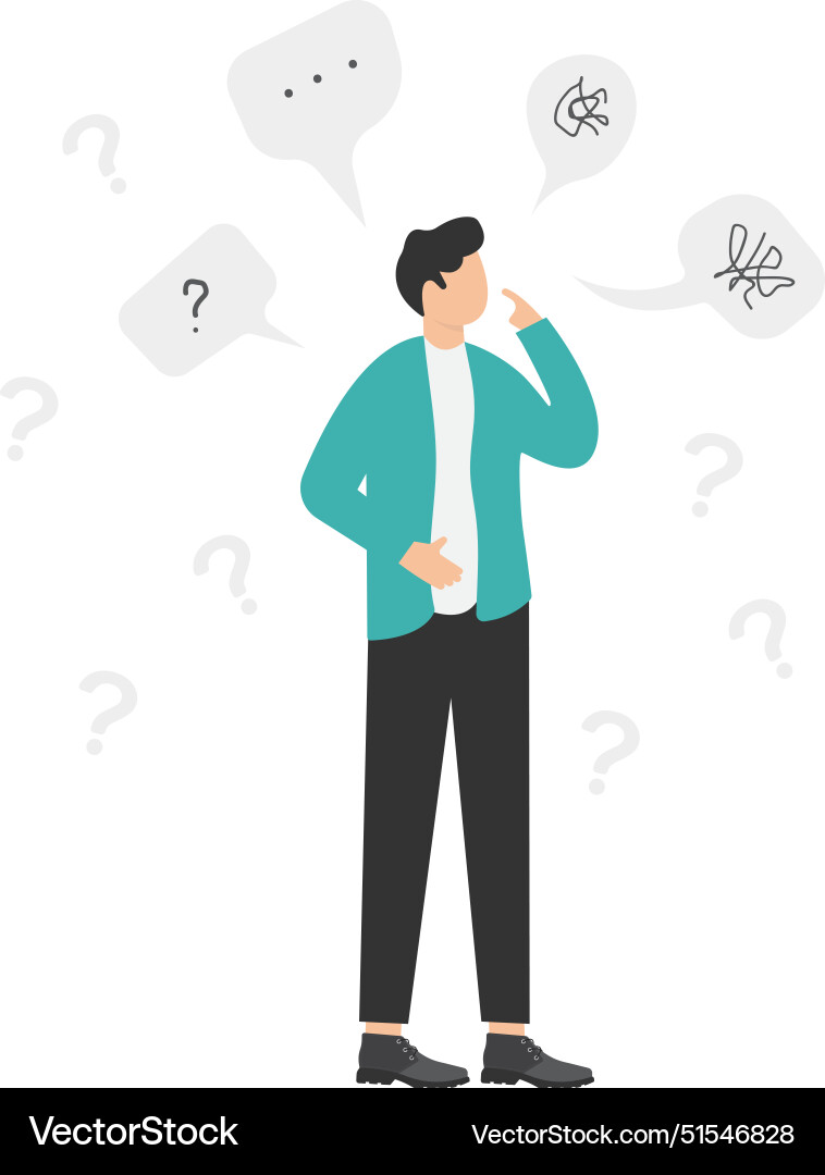 Man has a question thoughtful people men solving Vector Image