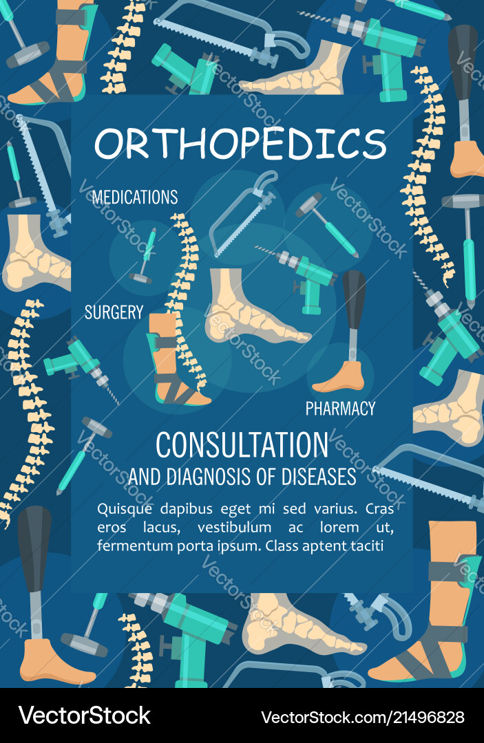 Orthopedics medical banner with bone and joint Vector Image