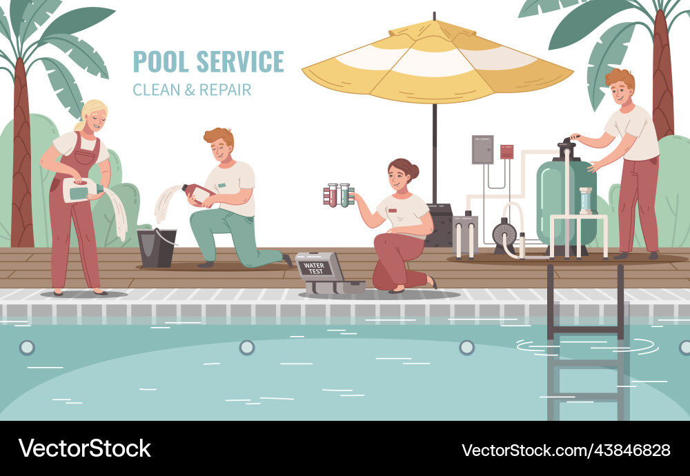 Pool service cartoon Royalty Free Vector Image