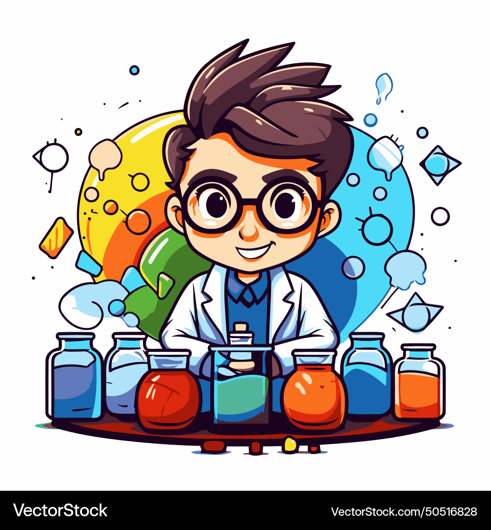 Scientist boy cartoon character Royalty Free Vector Image