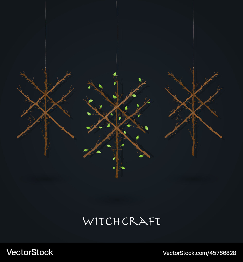 Witchcraft wooden symbols Royalty Free Vector Image