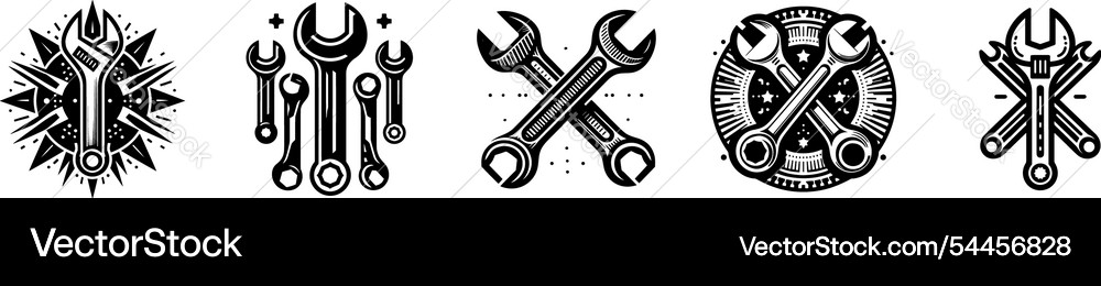 Wrench tool icons set Royalty Free Vector Image