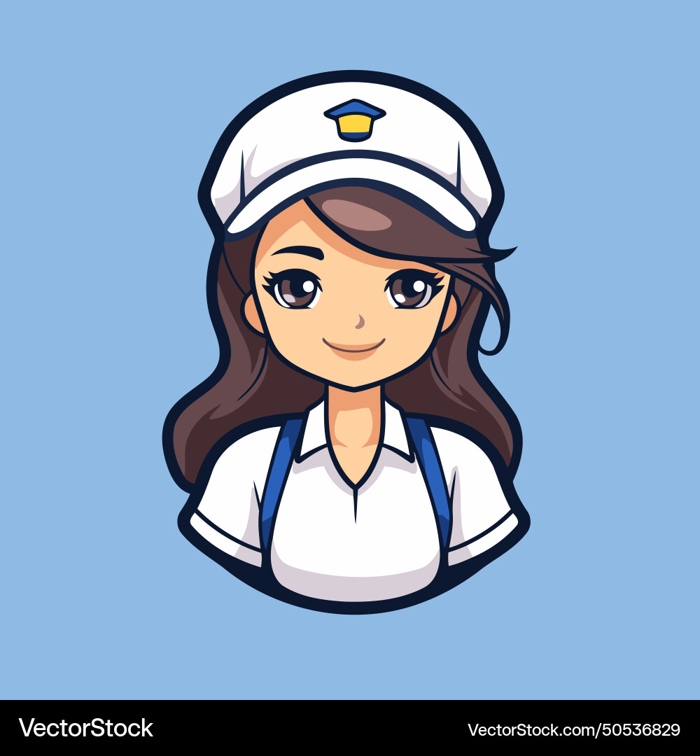 A cute female sailor captain Royalty Free Vector Image