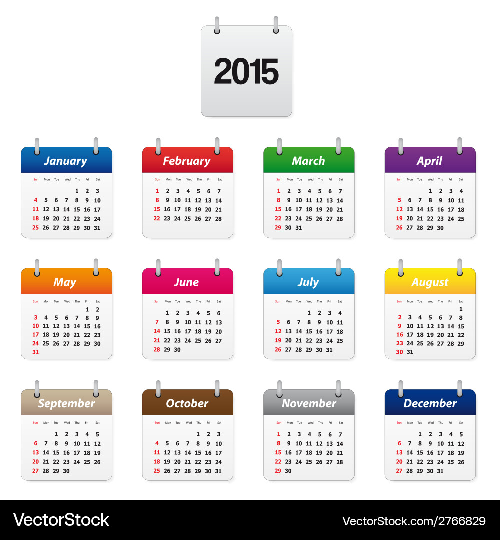 Colorful calendar 2015 Royalty Free Vector Image