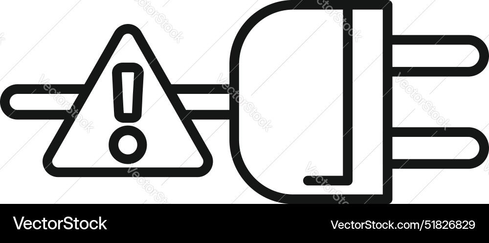 Electric plug showing warning sign for electricity