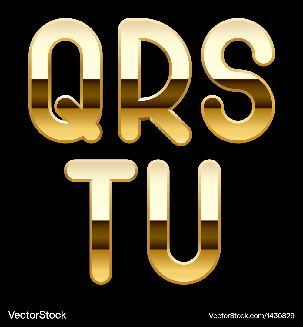 Gold alphabet letters Royalty Free Vector Image