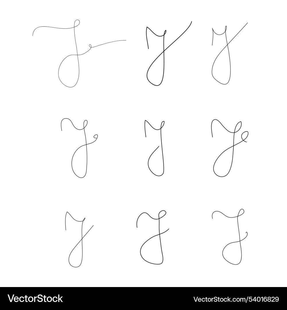 J letter initial cursive hand written Royalty Free Vector