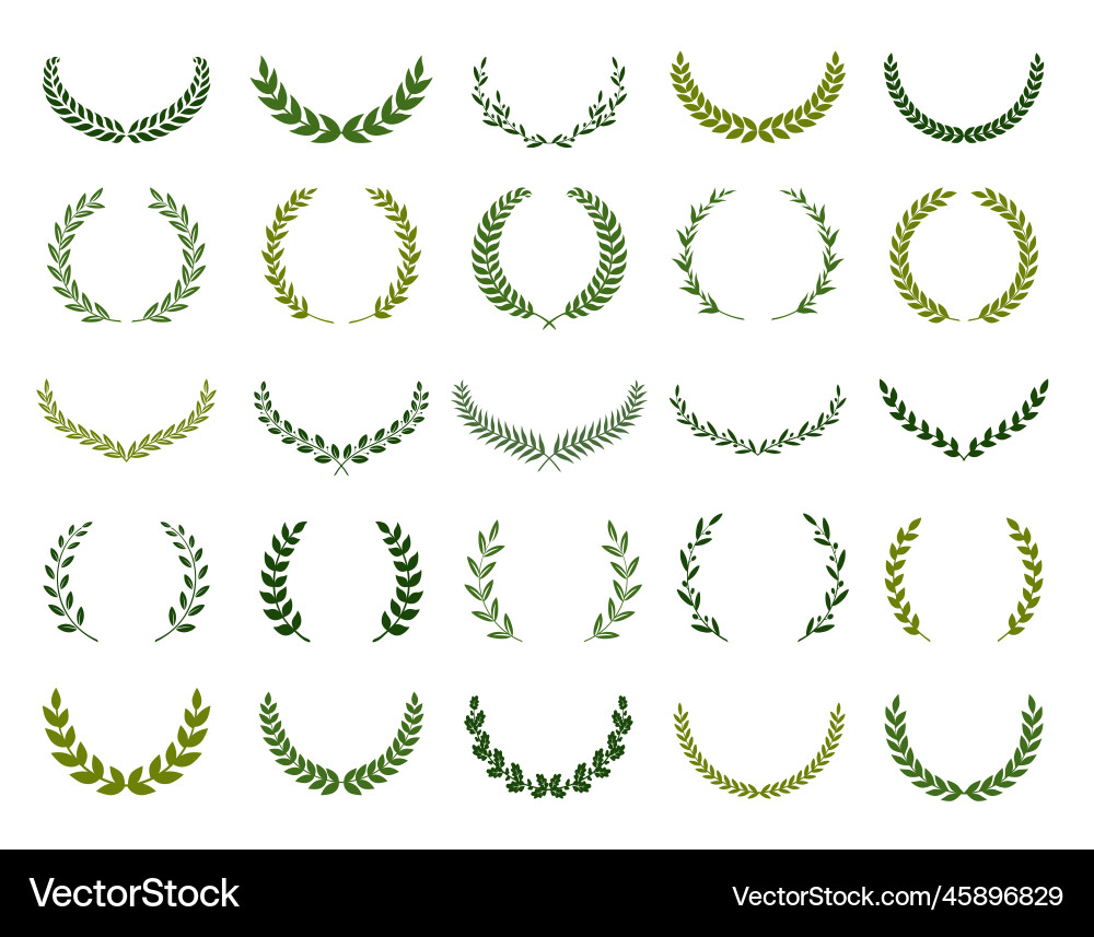 Laurel foliate oak and olive wreaths Royalty Free Vector