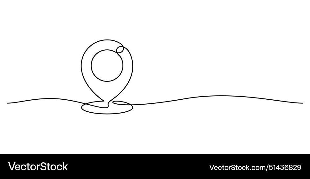 Map pin icon distance marker one line drawing Vector Image