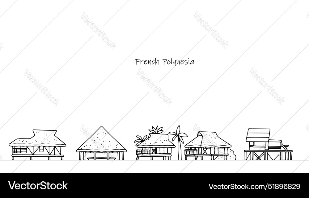 Polynesian Village Scene Royalty Free Vector Image