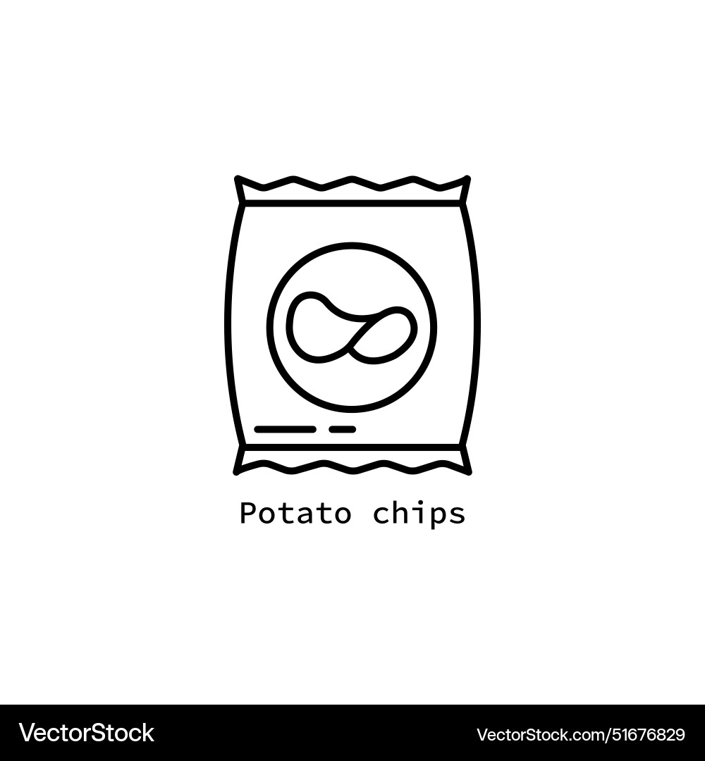 Potato chips icon linear sign isolated on white Vector Image
