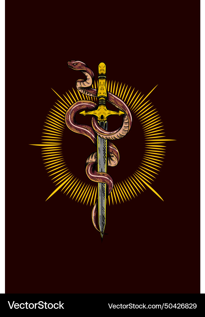 Snake with sword Royalty Free Vector Image - VectorStock