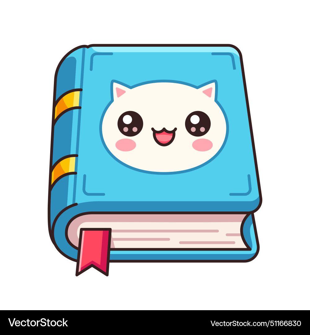 Book icon with cute kitten in cartoon style Vector Image