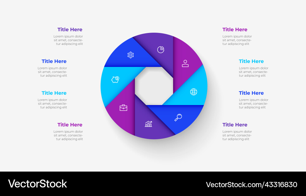 Circle divided into eight parts template Vector Image