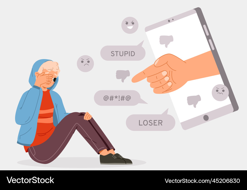 Cyber bullying or abuse from computer teenager Vector Image