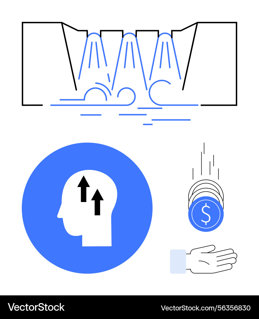 Innovation flow financial growth and knowledge Vector Image