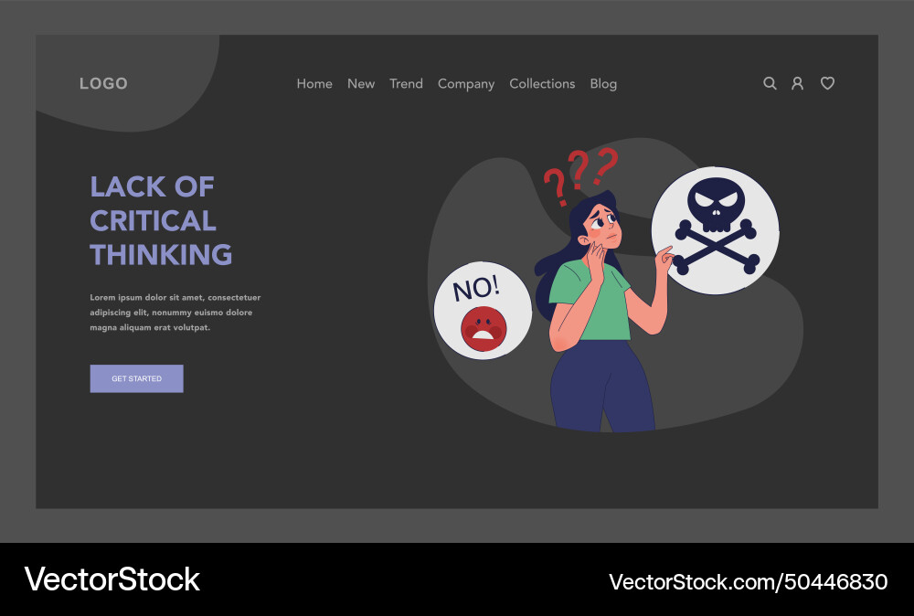 Lack of critical thinking concept flat Royalty Free Vector