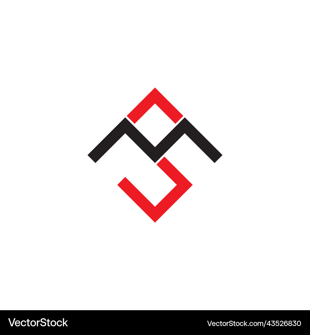 Letter ms simple abstract line colorful geometric Vector Image