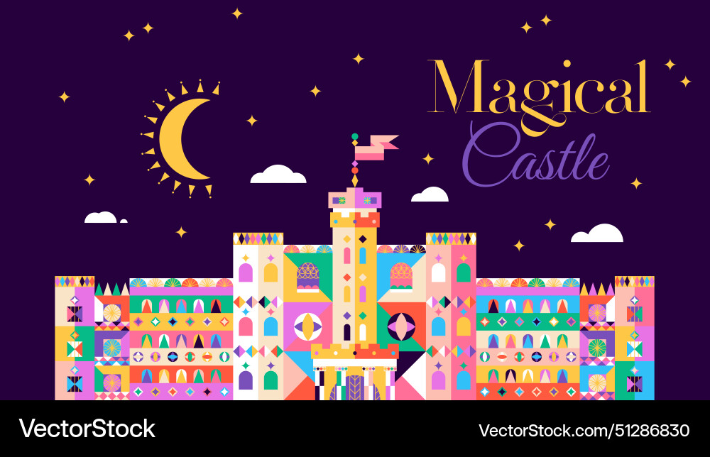 Magical castle banner Royalty Free Vector Image