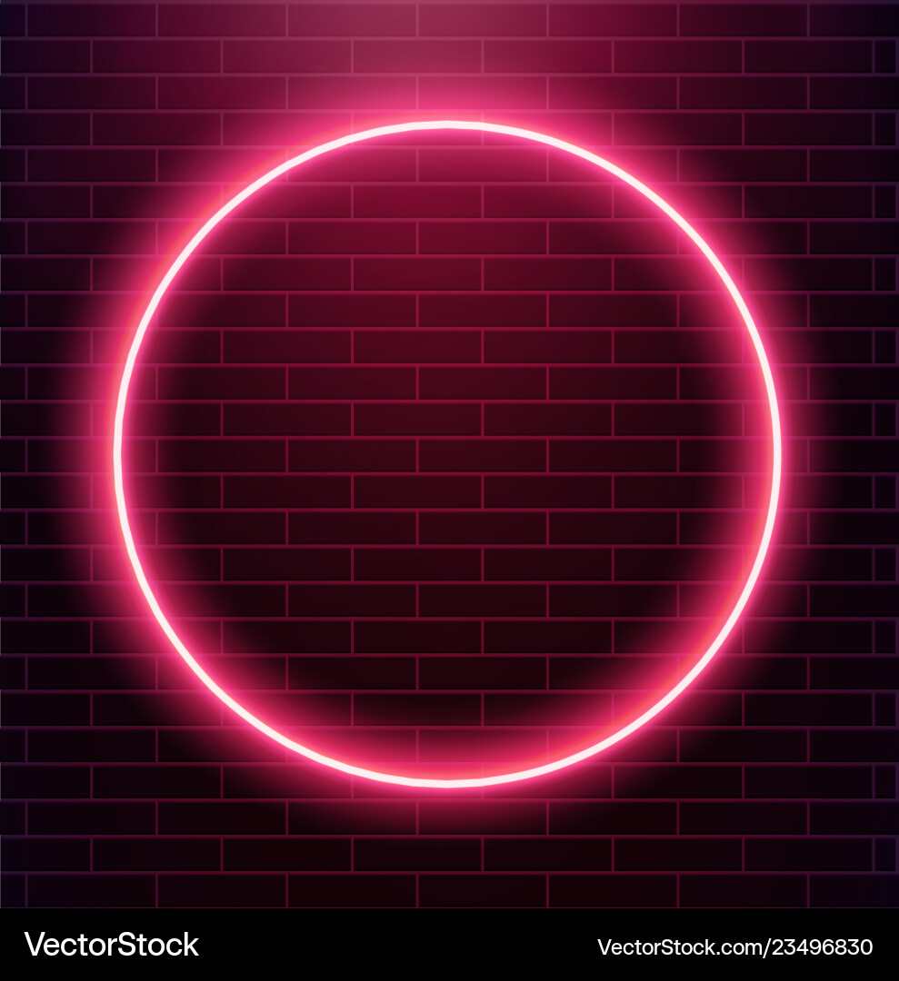 Neon Circle on Brick Wall Royalty Free Vector Image