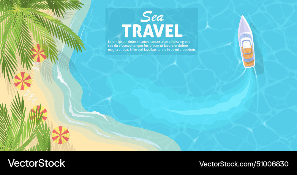 Sea travel on boat at tropical resort Royalty Free Vector