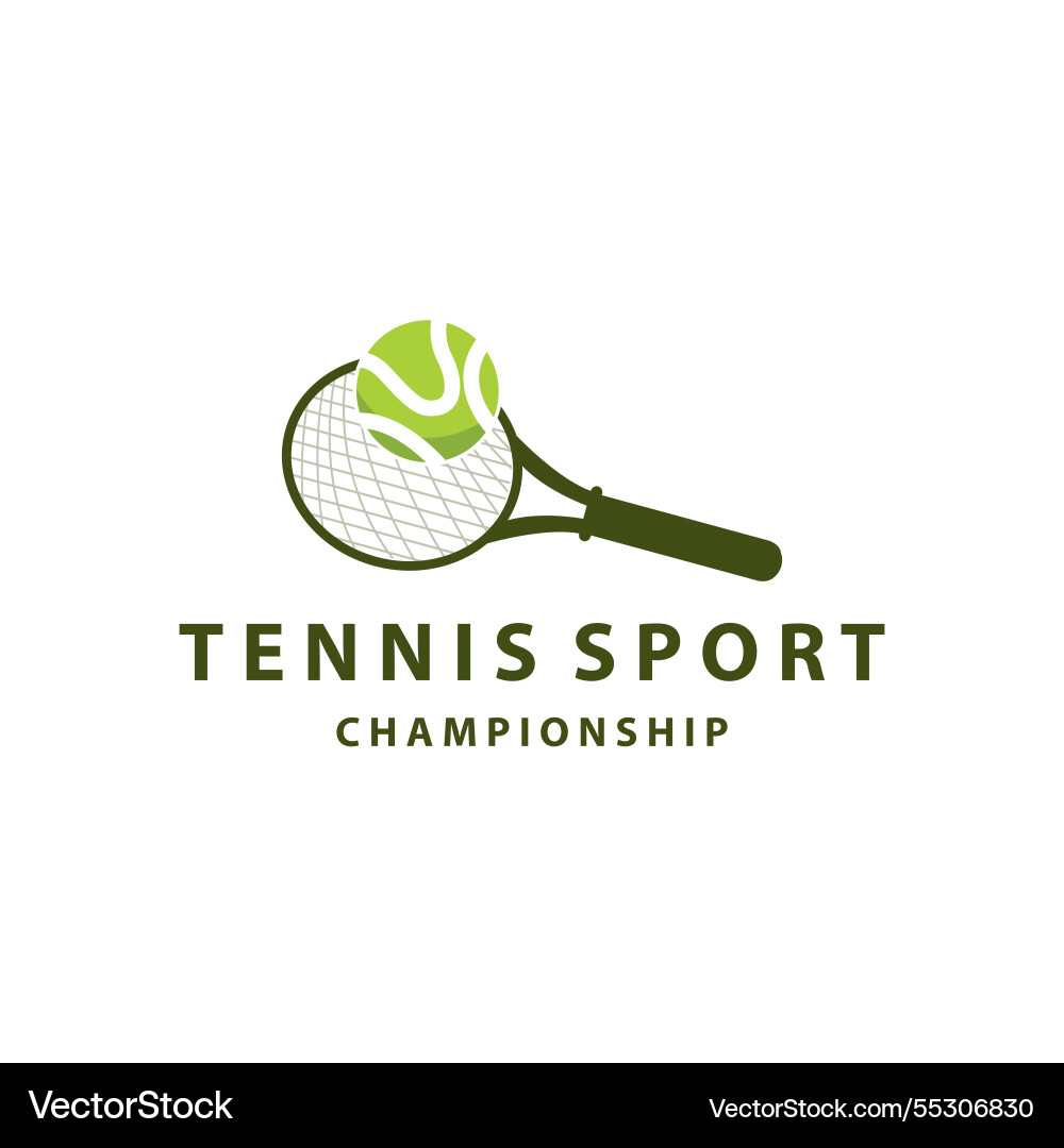 Tennis sports logo ball and racket design Vector Image