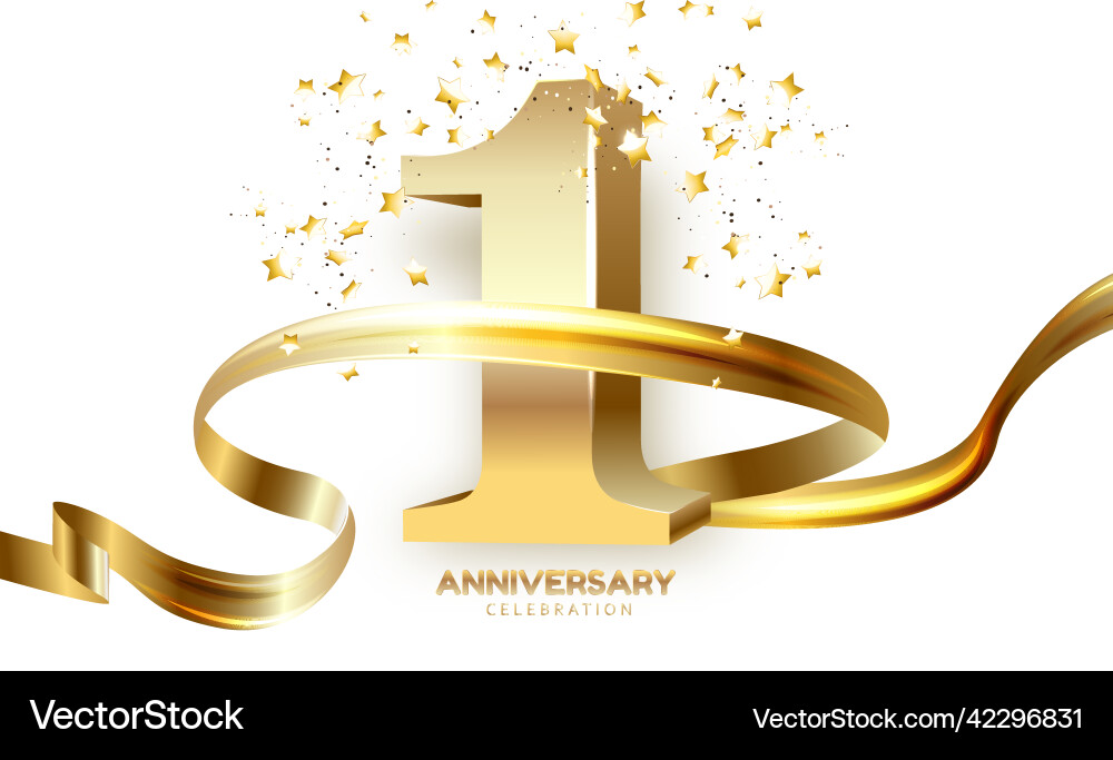 1th anniversary celebration gold numbers Vector Image