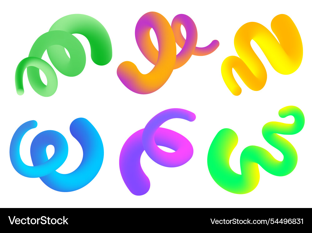 3d gradient swirl shapes abstract wavy Royalty Free Vector