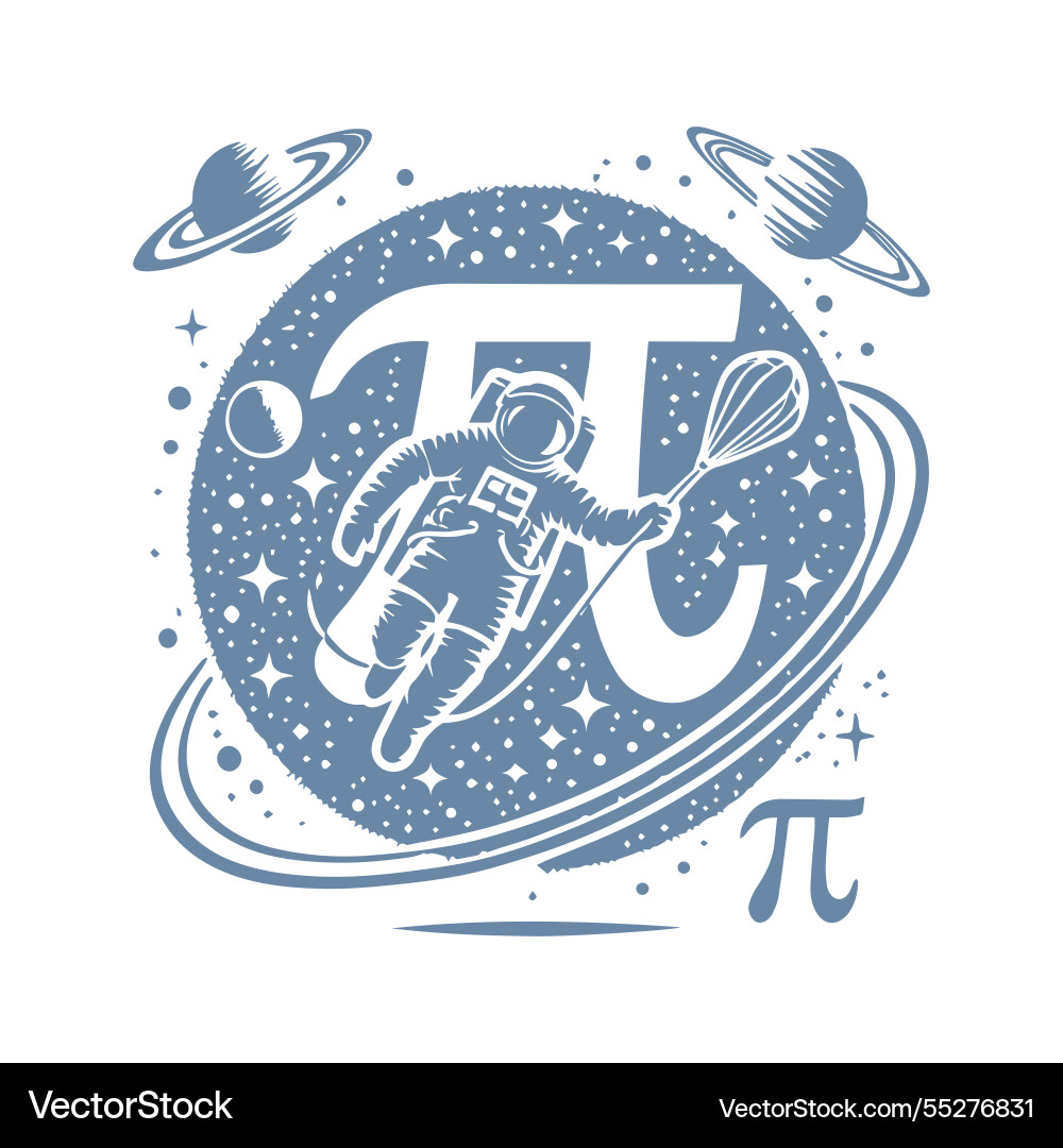 Astronaut and pi symbol silhouette for day Vector Image
