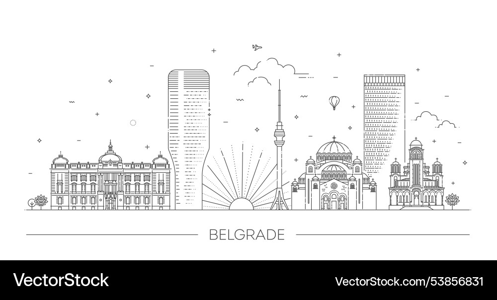 Belgrade Serbia Cityscape Skyline Royalty Free Vector Image