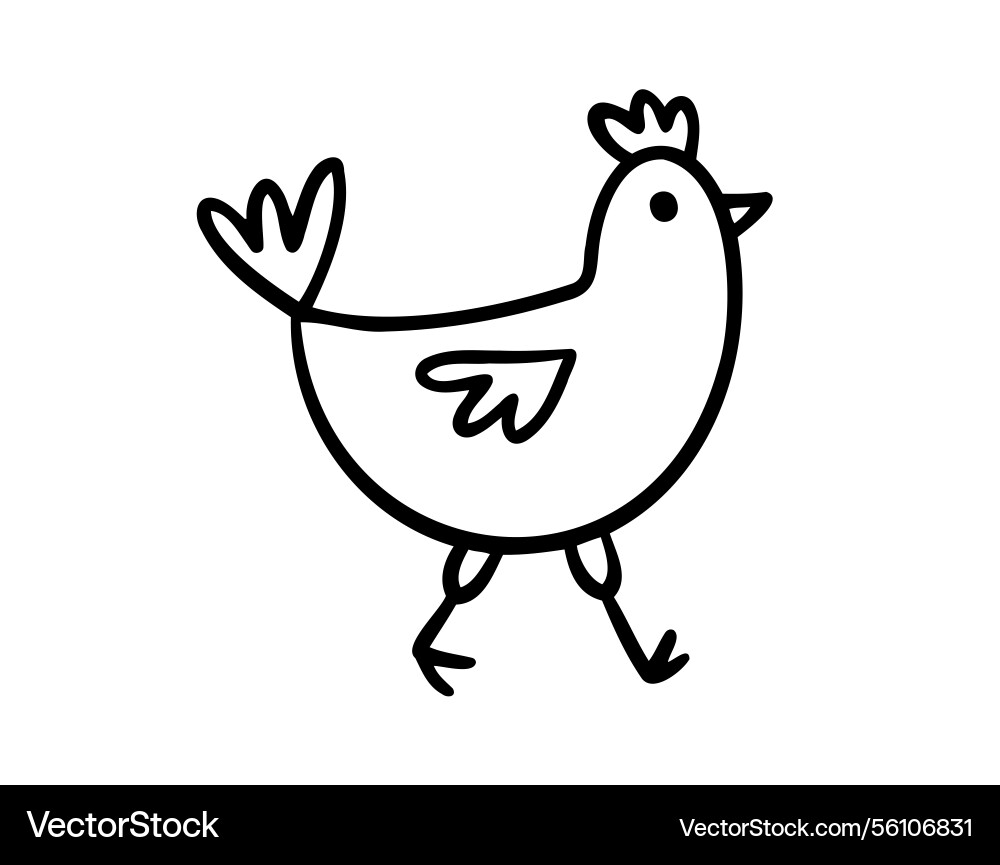 Chicken walk icon doodle hand drawn outline line Vector Image