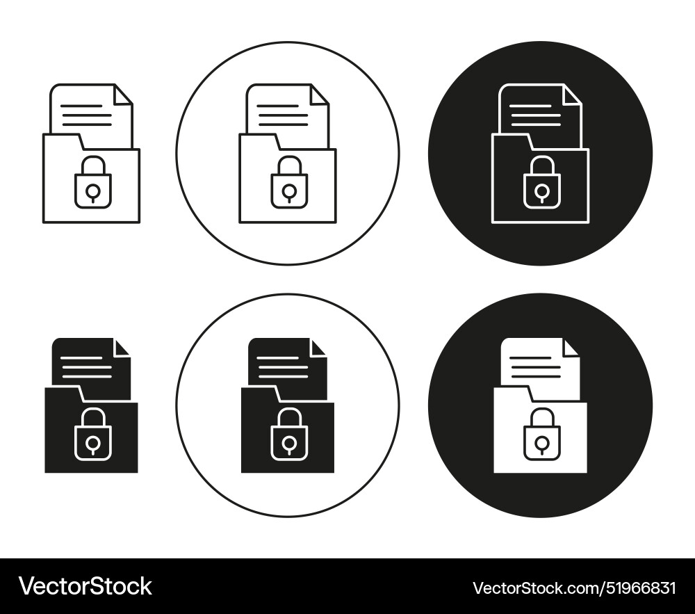 Confidential project flat line icon collection Vector Image