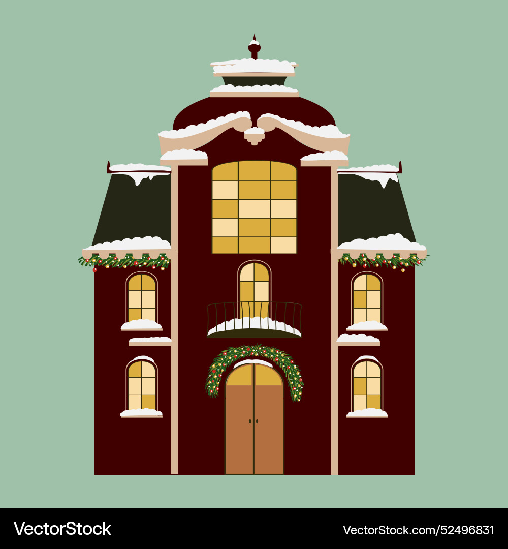 Drawing christmas house Royalty Free Vector Image