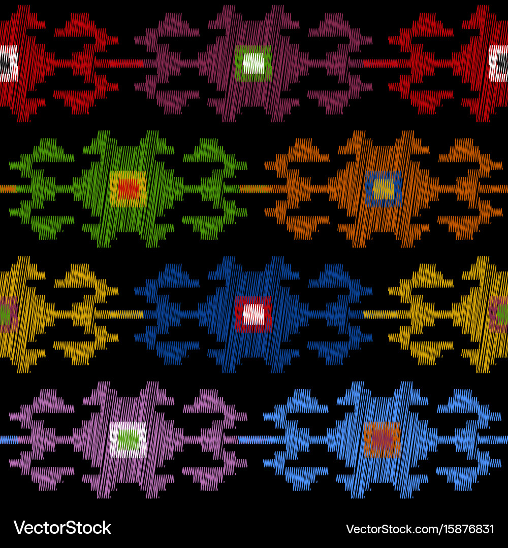 Embroidery seamless pattern Royalty Free Vector Image