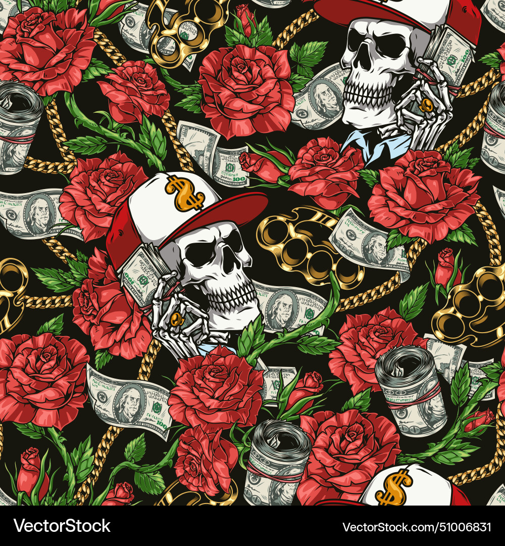 Gangster subculture colorful seamless pattern Vector Image