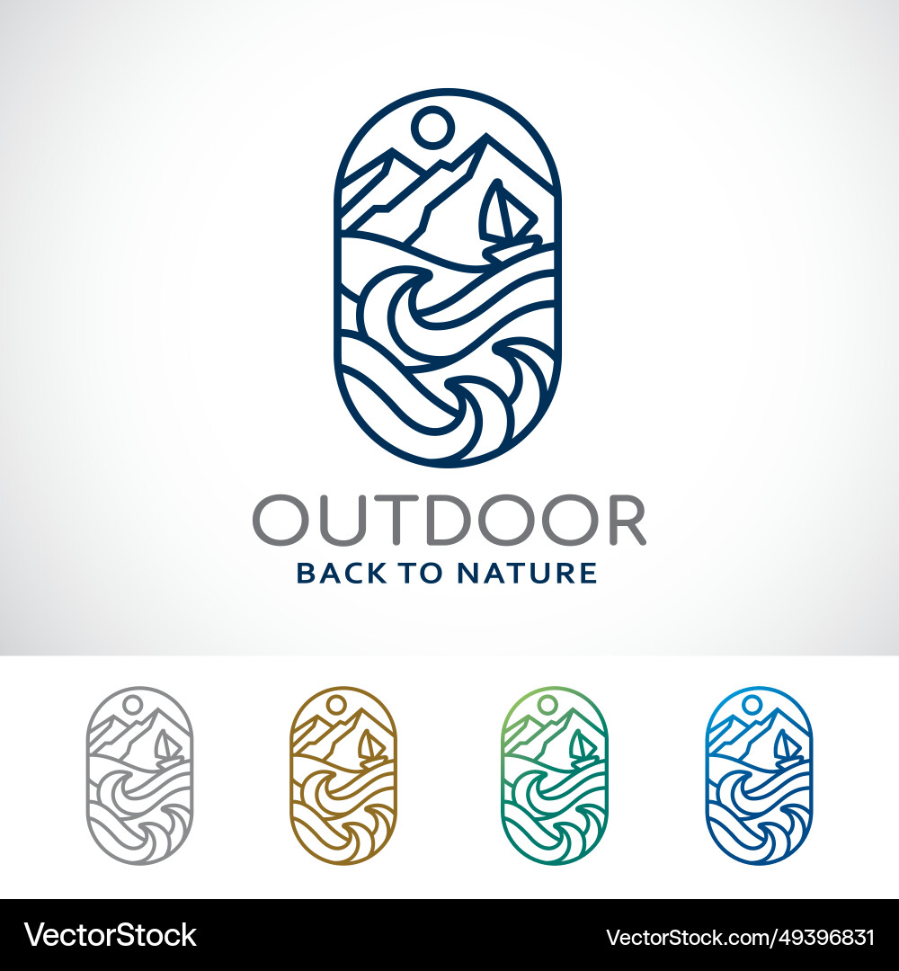 Outdoor line logo design template Royalty Free Vector Image