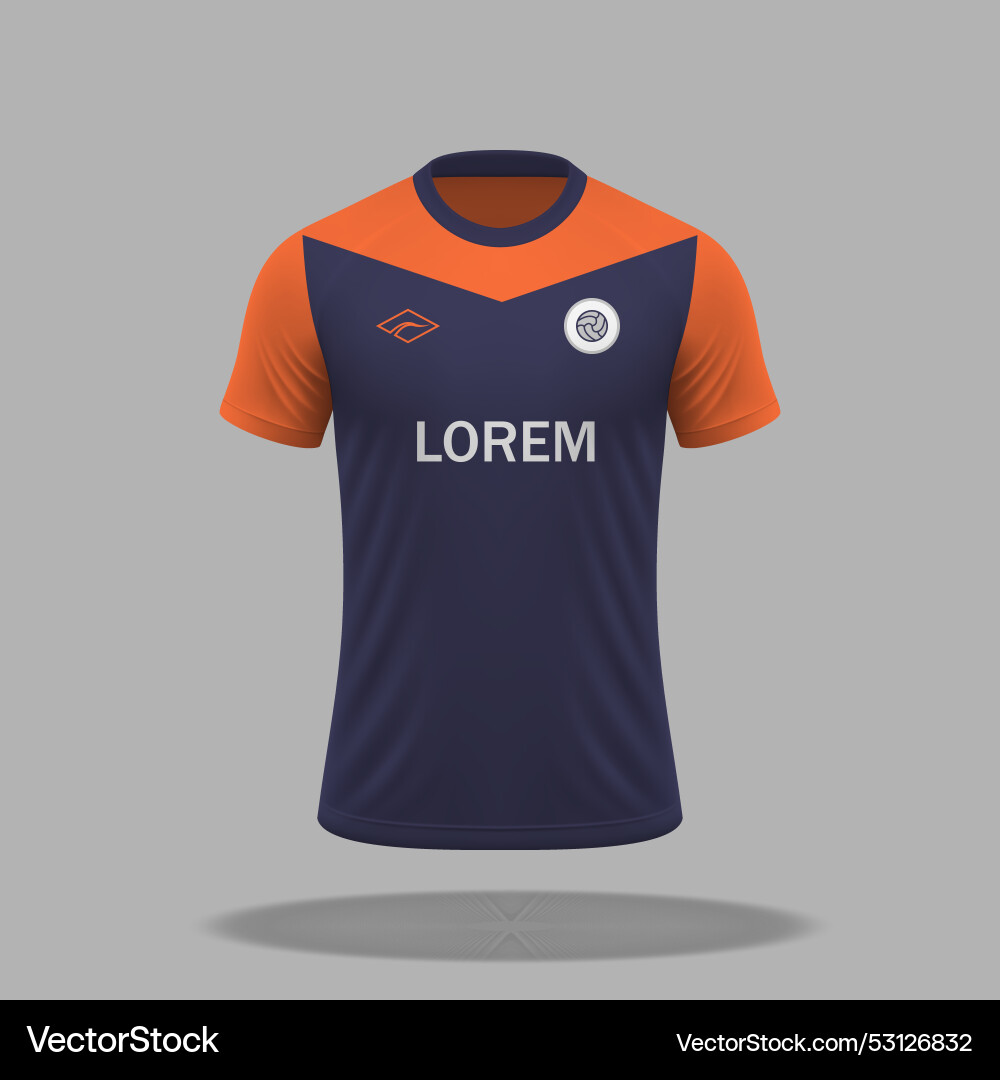 3d realistic soccer jersey in montpellier style Vector Image