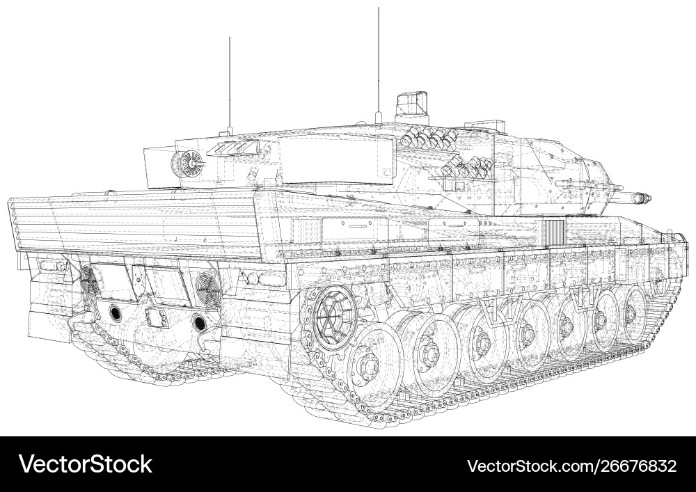 Army tank technical wire-frame Royalty Free Vector Image