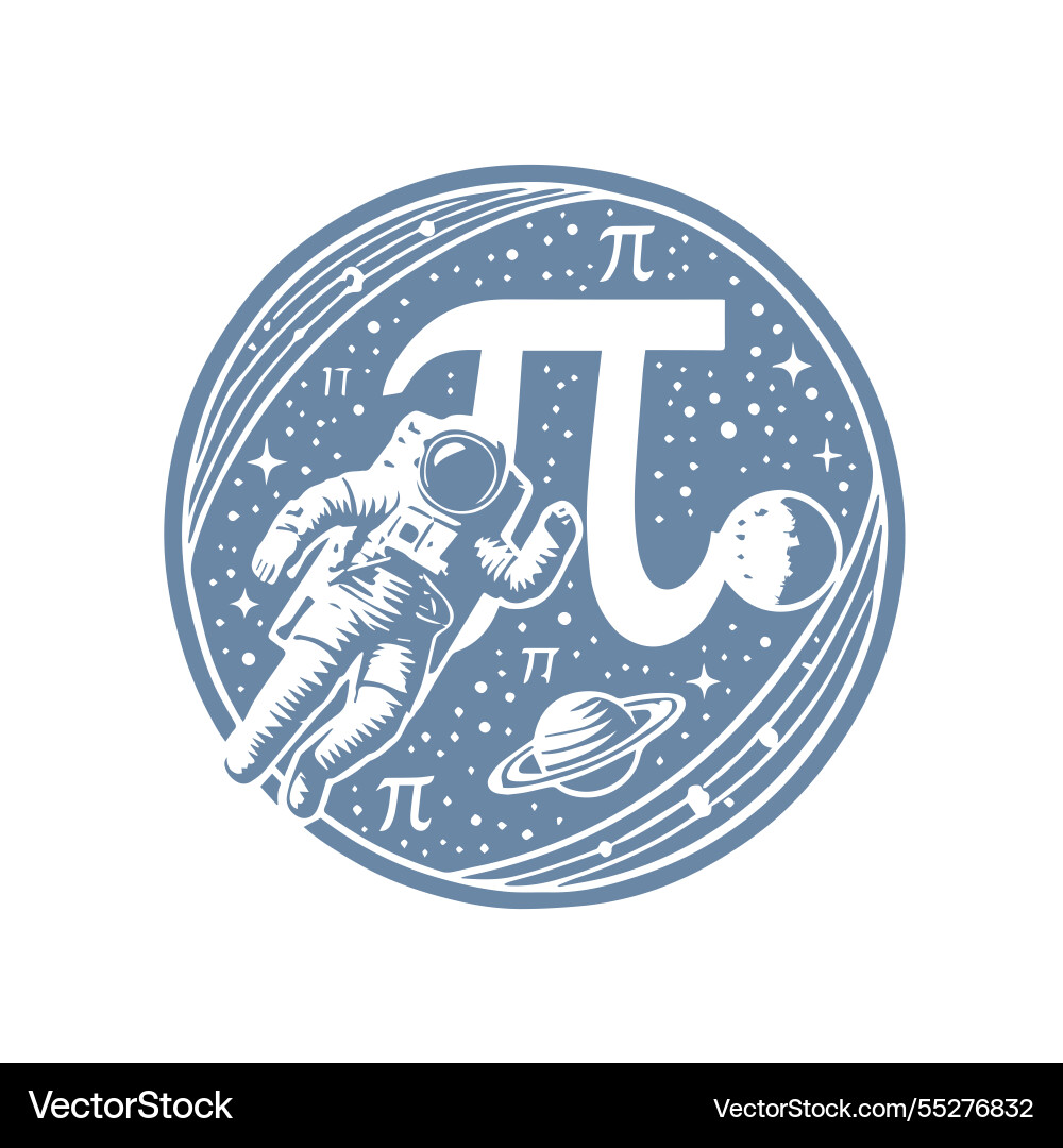 Astronaut and pi symbol silhouette for day Vector Image
