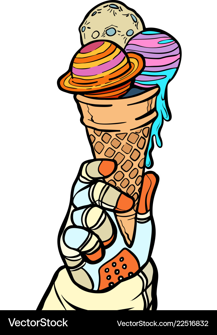 Astronaut Holding Universe Ice Cream Royalty Free Vector