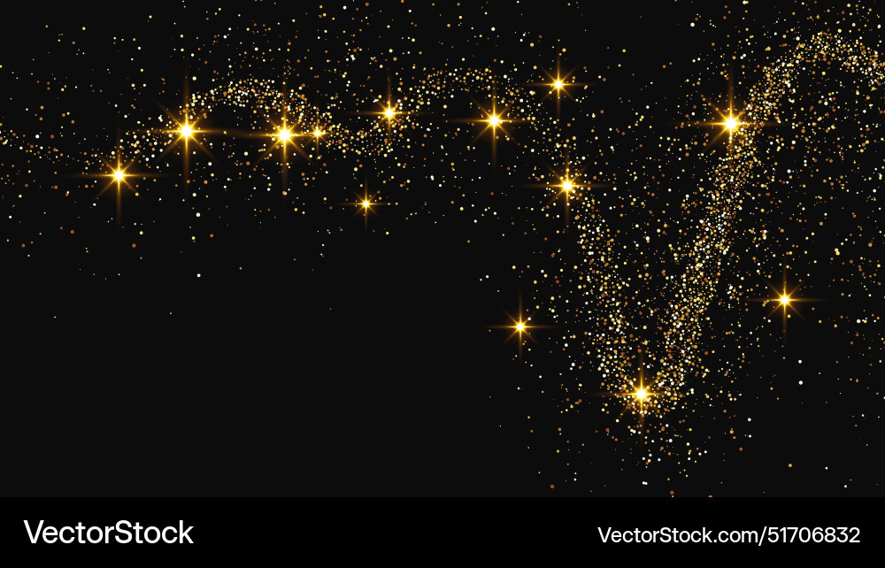 Gold glittering confetti wave and stardust Vector Image