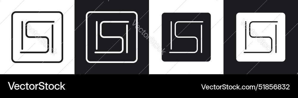 Isi mark icon set in black and white filld Vector Image