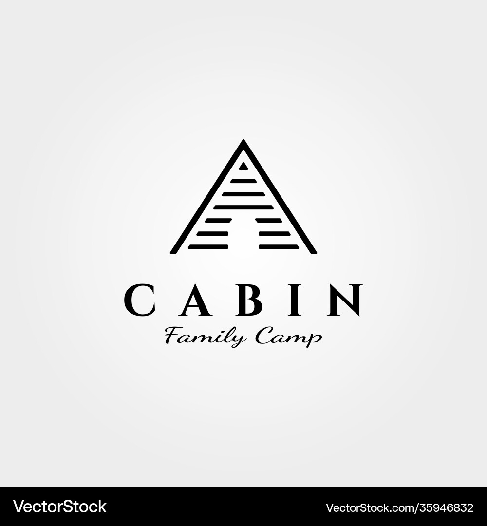 Line art cabin logo minimalist design Royalty Free Vector