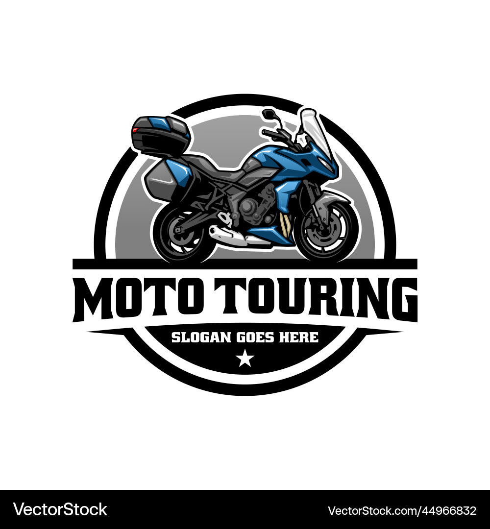 Motorbike with touring side box logo Royalty Free Vector
