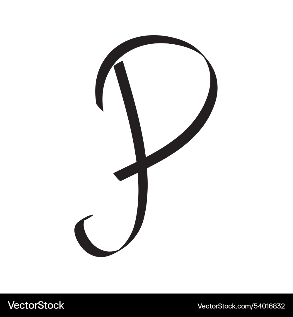 P letter initial cursive hand written calligraphy Vector Image