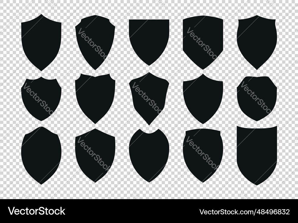 Simple black shields set Royalty Free Vector Image