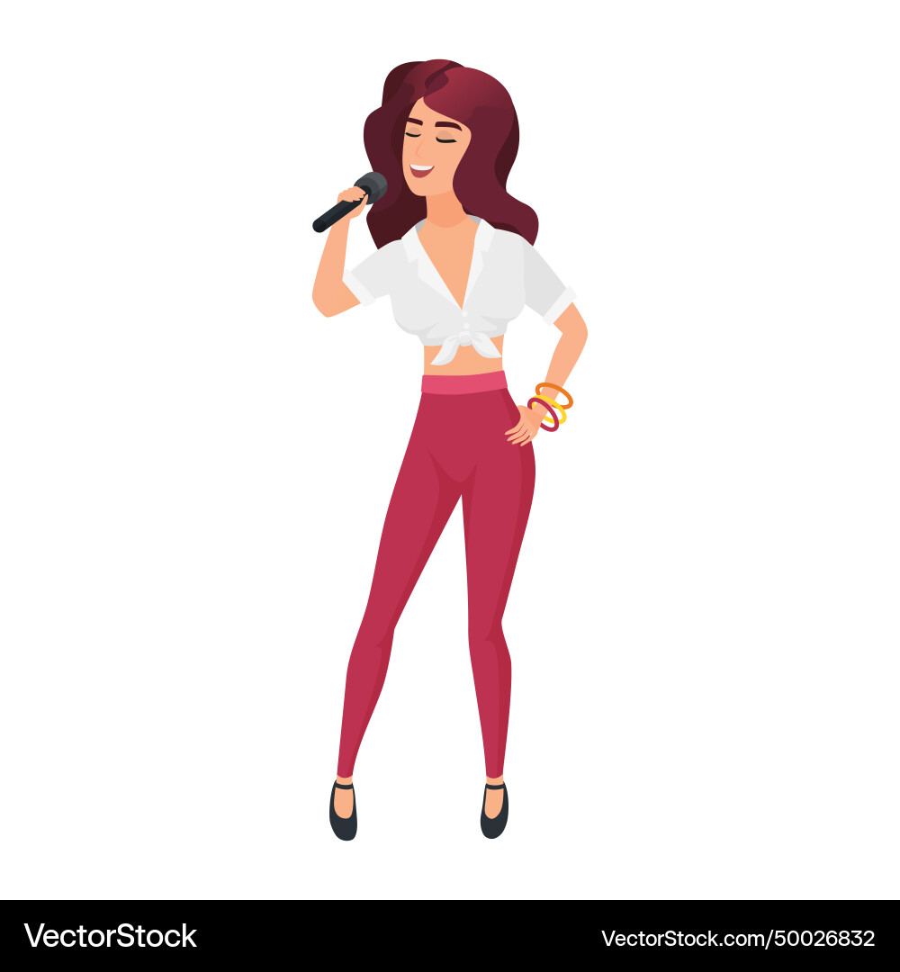 Stylish woman singing karaoke Royalty Free Vector Image