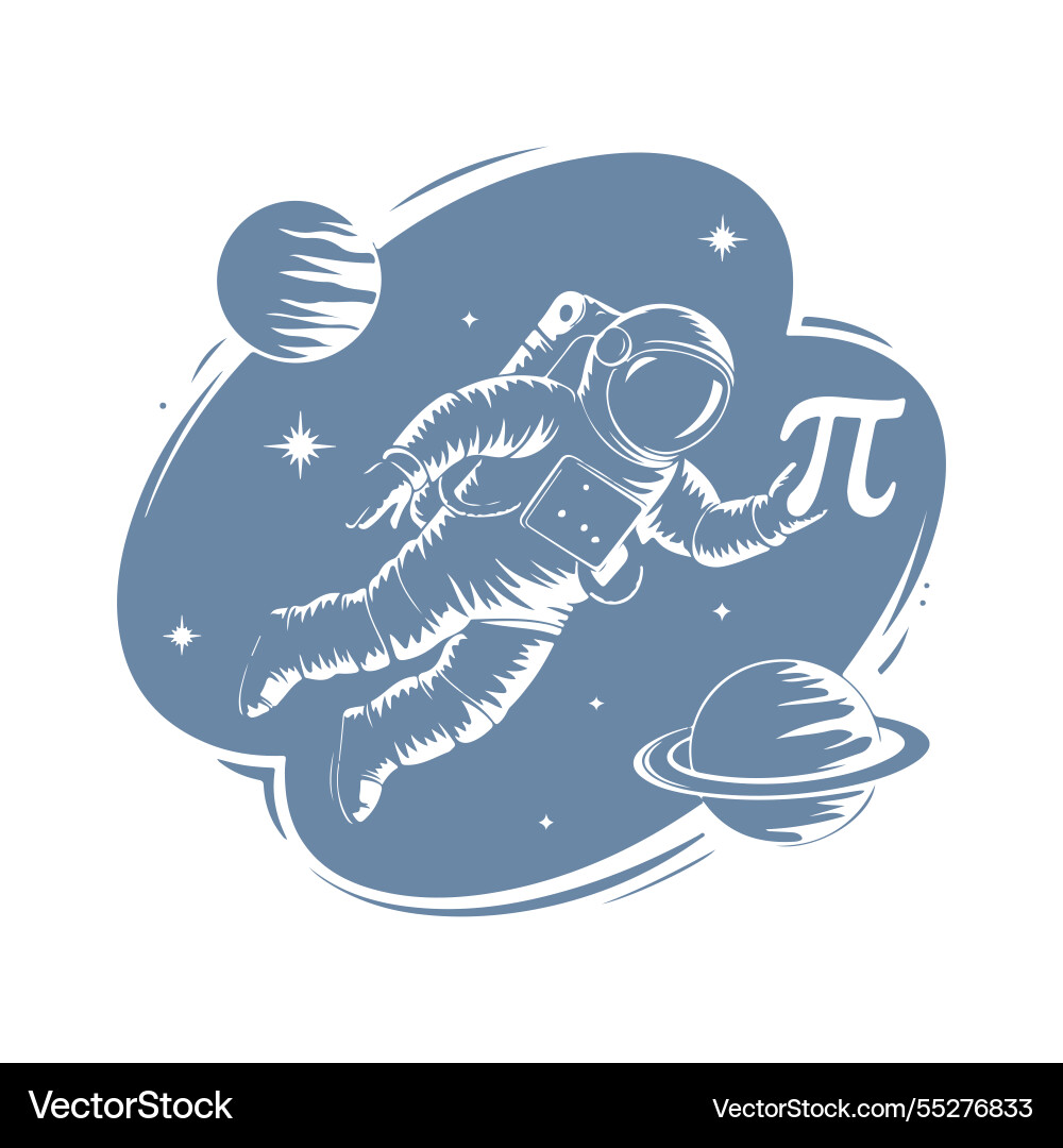 Astronaut and pi symbol silhouette for day Vector Image