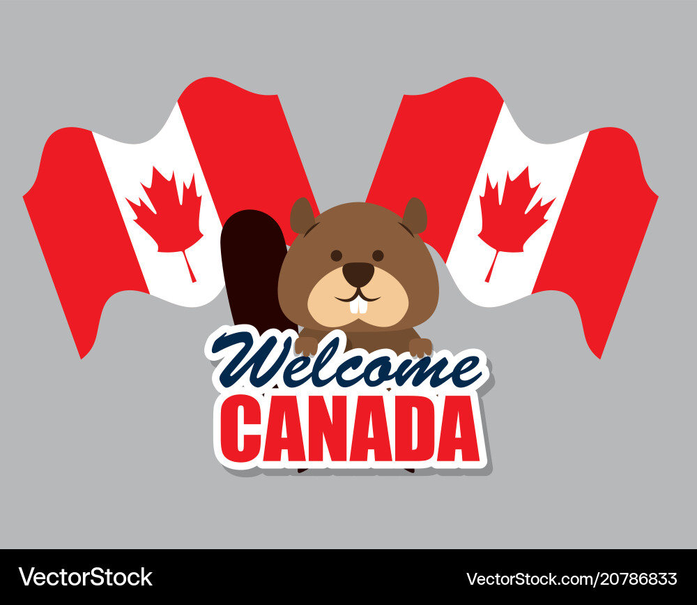 Beaver canadian animal scene Royalty Free Vector Image
